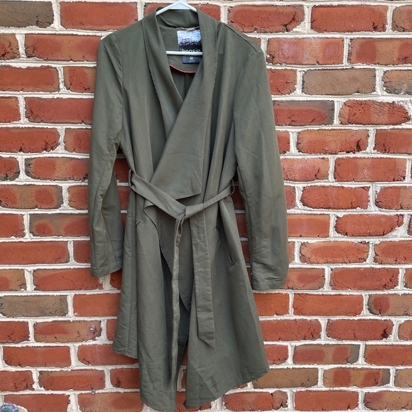 Kensie | Jackets & Coats | Kensie Olive Green Lightweight Belted Drape ...